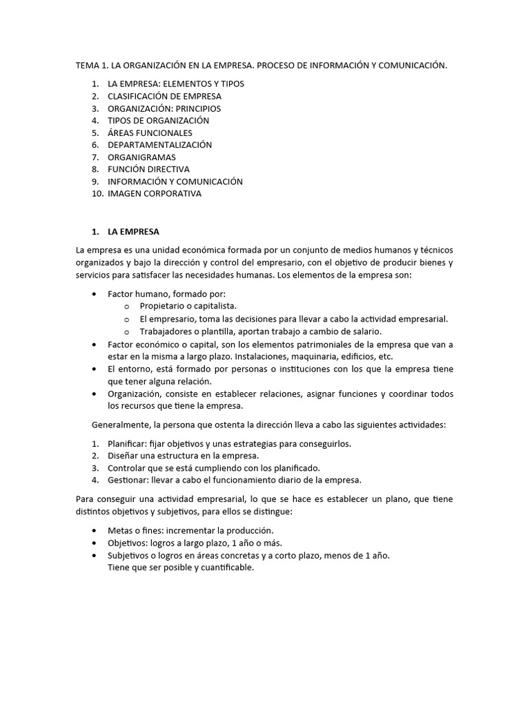 Tema 1. La Empresa | PDF | Business | Economias