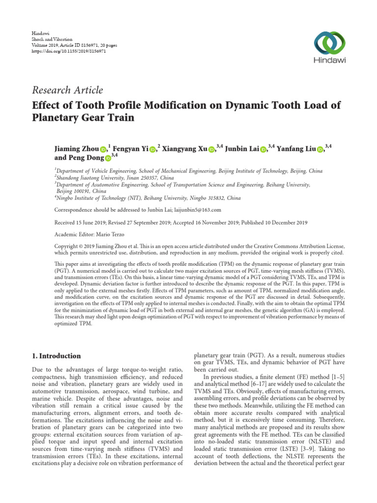Effect of Tooth Profile Modification On Dynamic To | PDF | Gear | Mechanics
