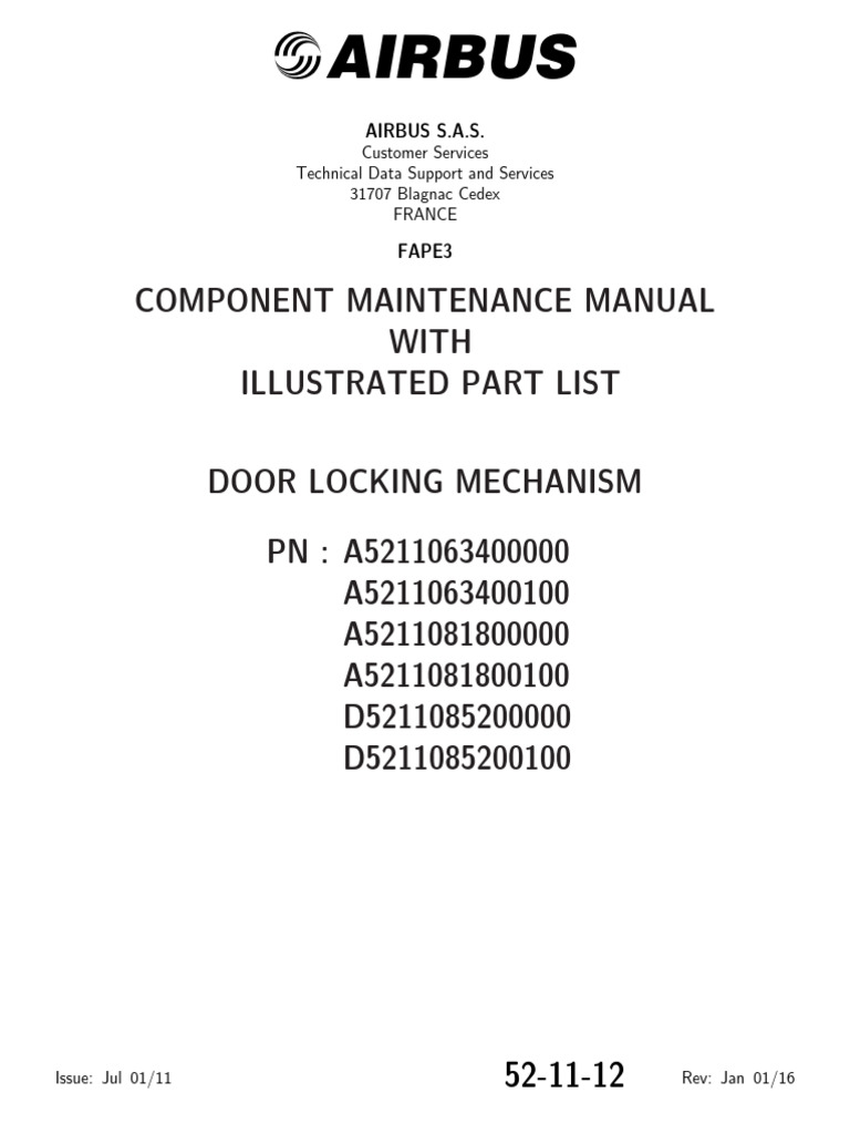 @airbus: Component Maintenance Manual With Illustrated Part List | PDF