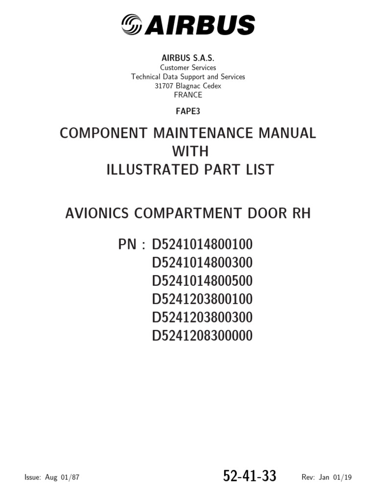 @airbus: Component Maintenance Manual With Illustrated Part List | PDF ...