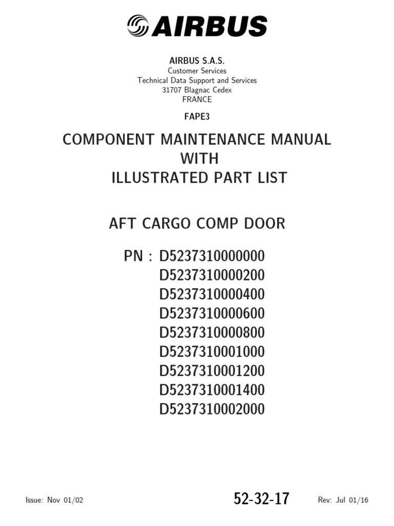 @airbus: Component Maintenance Manual With Illustrated Part List | PDF ...