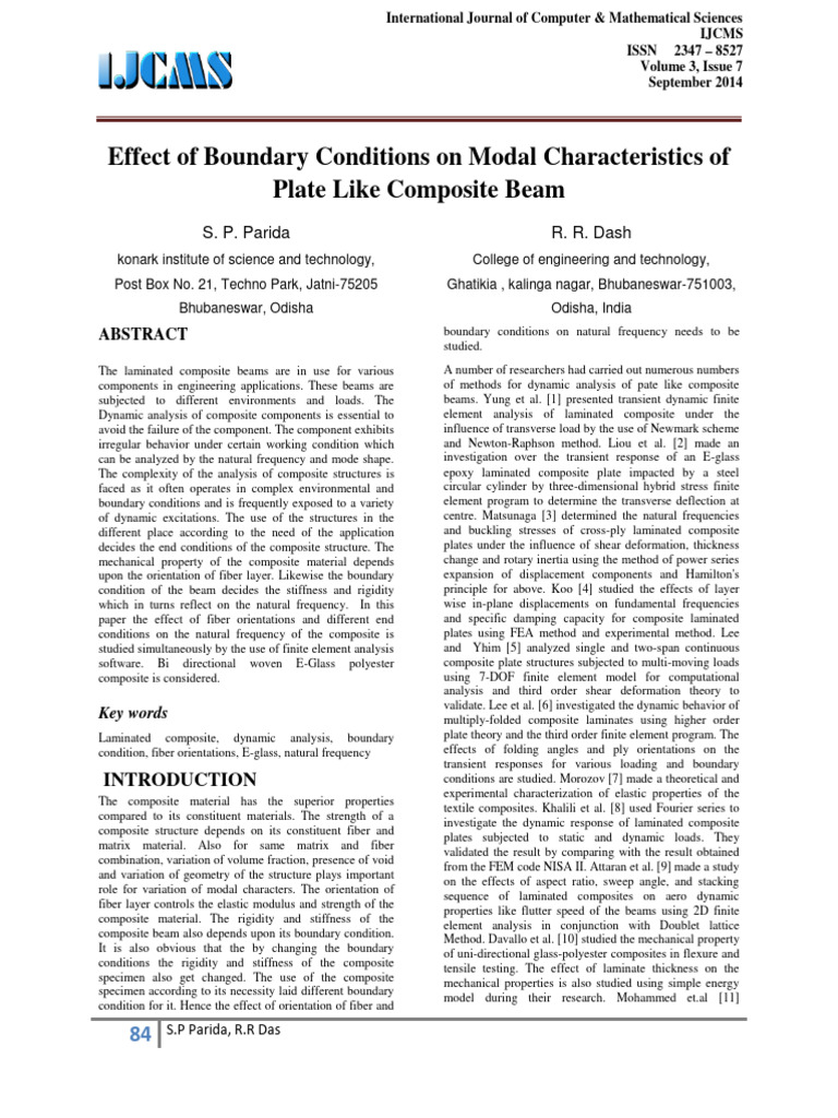 Effect of Boundary Conditions On Modal Characteristics of | PDF | Composite Material | Bending