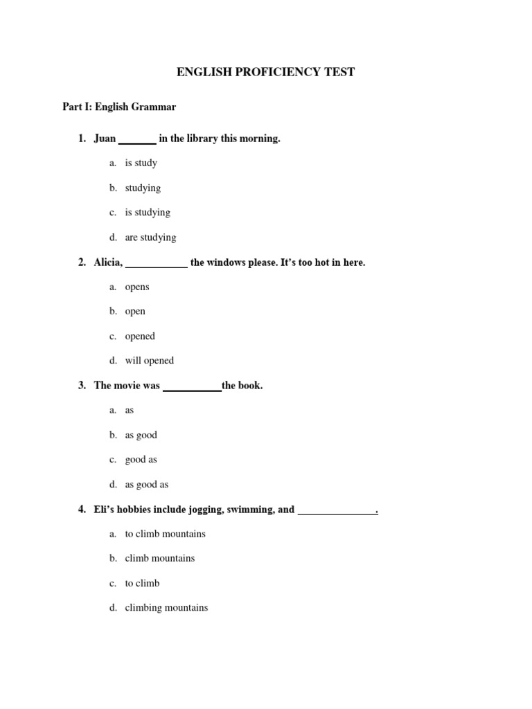 English Proficiency Test | PDF