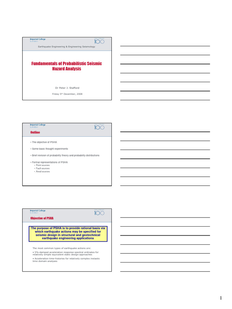 Lecture 5 - PSHA Fundamentals - Earthquake Engineerung - ICL | PDF ...