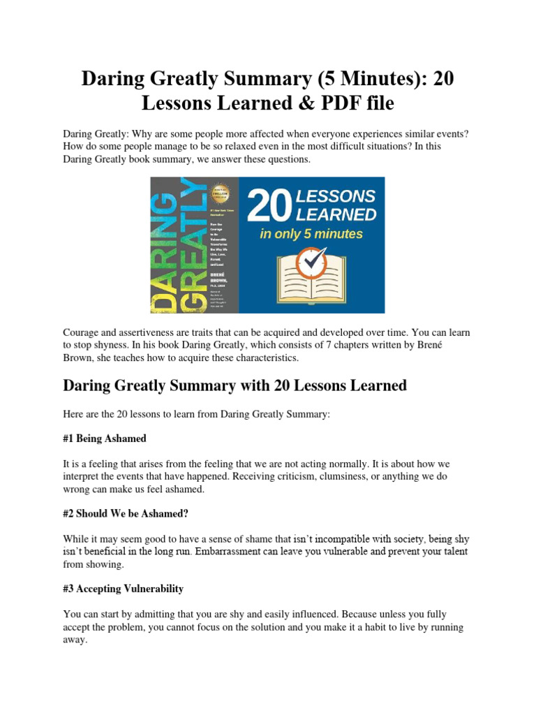 Daring Greatly Summary PDF | PDF | Shyness | Shame