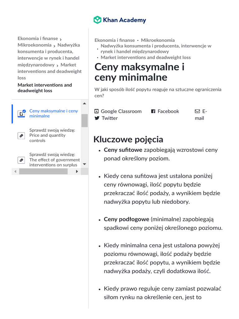 Ceny Maksymalne I Ceny Minimalne (Artykuł) - Khan Academy | PDF