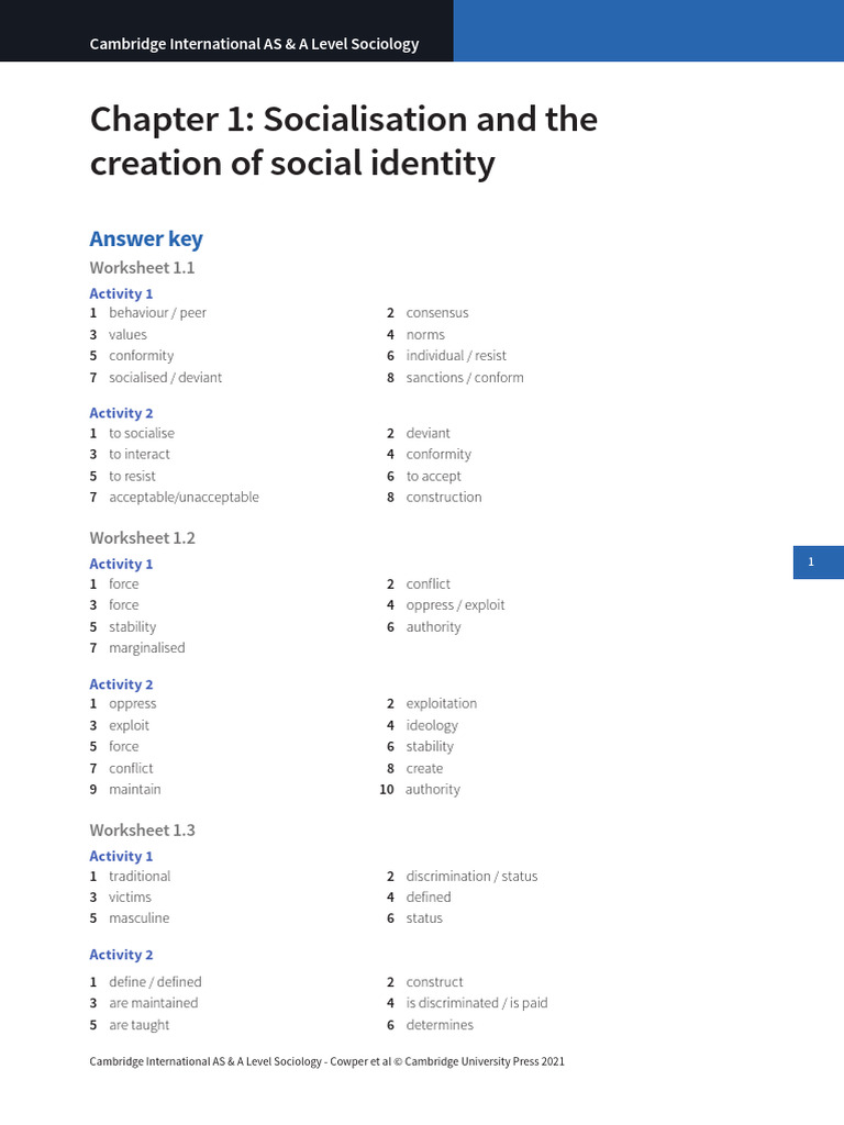 Socialisation and Identity Formation | PDF | Wellness