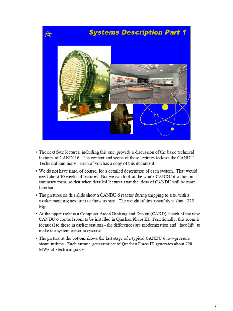 CANDU 6 Reactor Systems Overview | PDF | Pipe (Fluid Conveyance ...