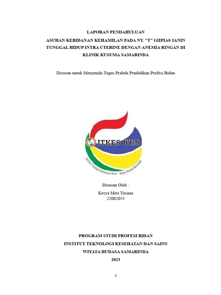 Kesya Meri Yasima - LP ASKEB ANC (Anemia) Minggu 1 | PDF | Wellness | Science & Mathematics