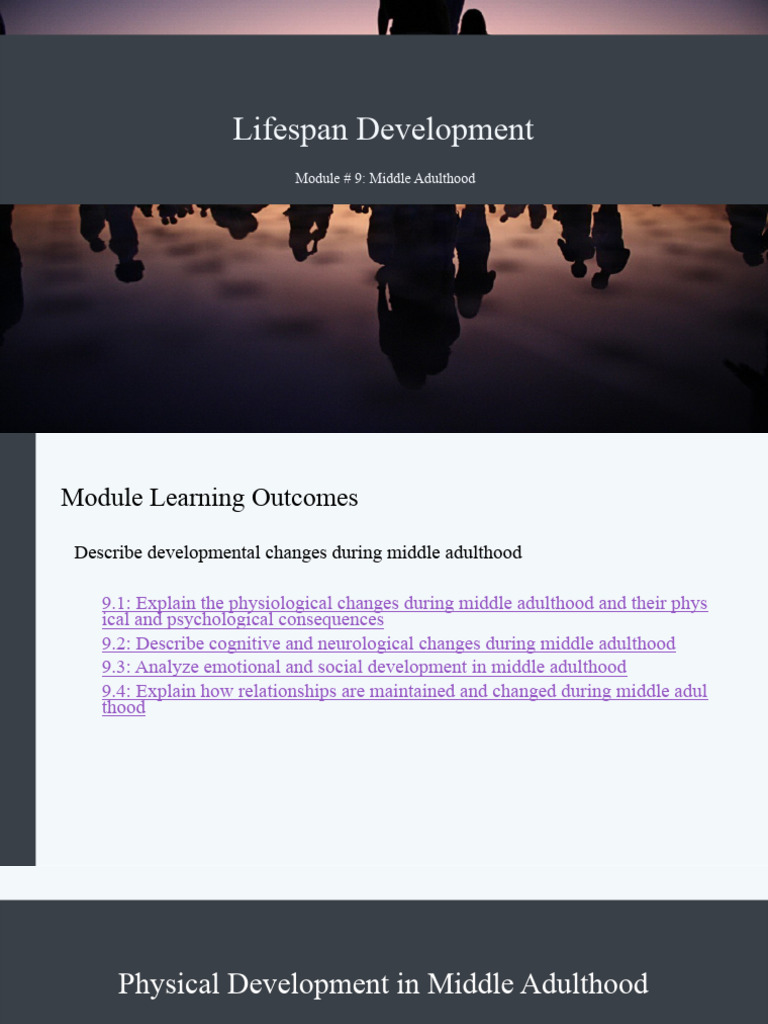 Lifespan Development 09 Middle Adulthood | PDF | Remarriage | Menopause