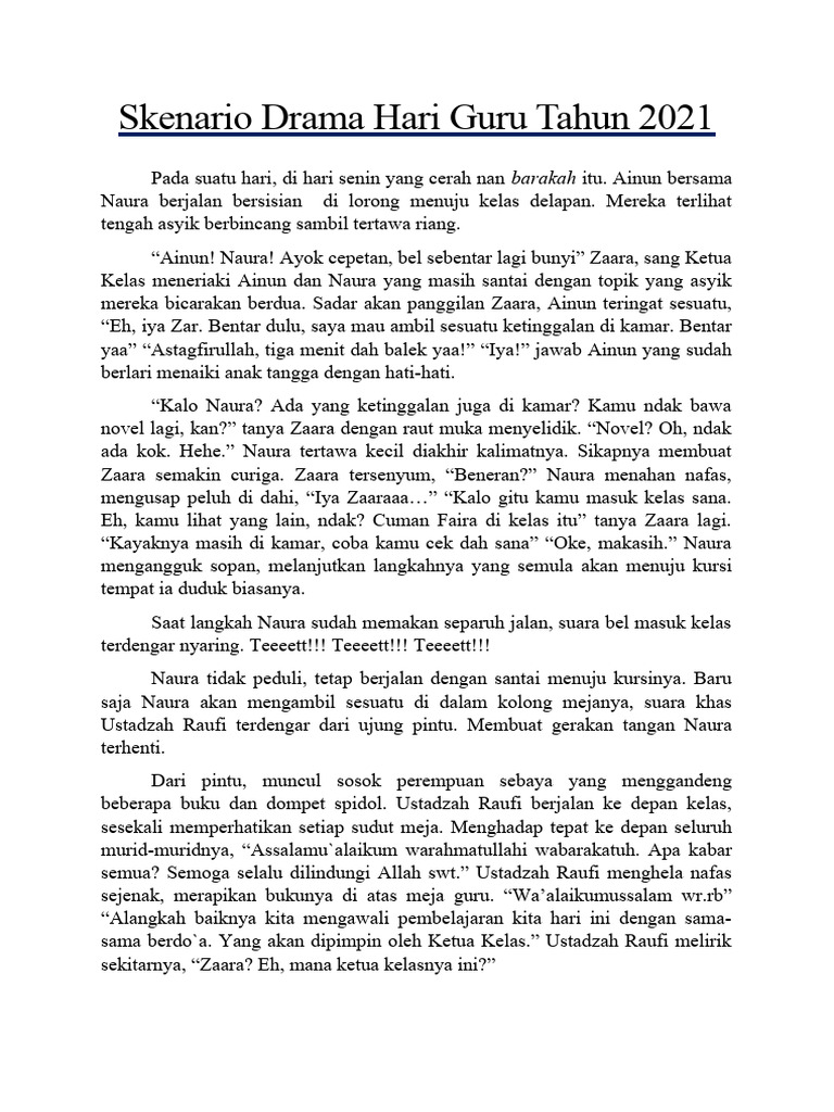 Skenario Drama Hari Guru 2021 | PDF