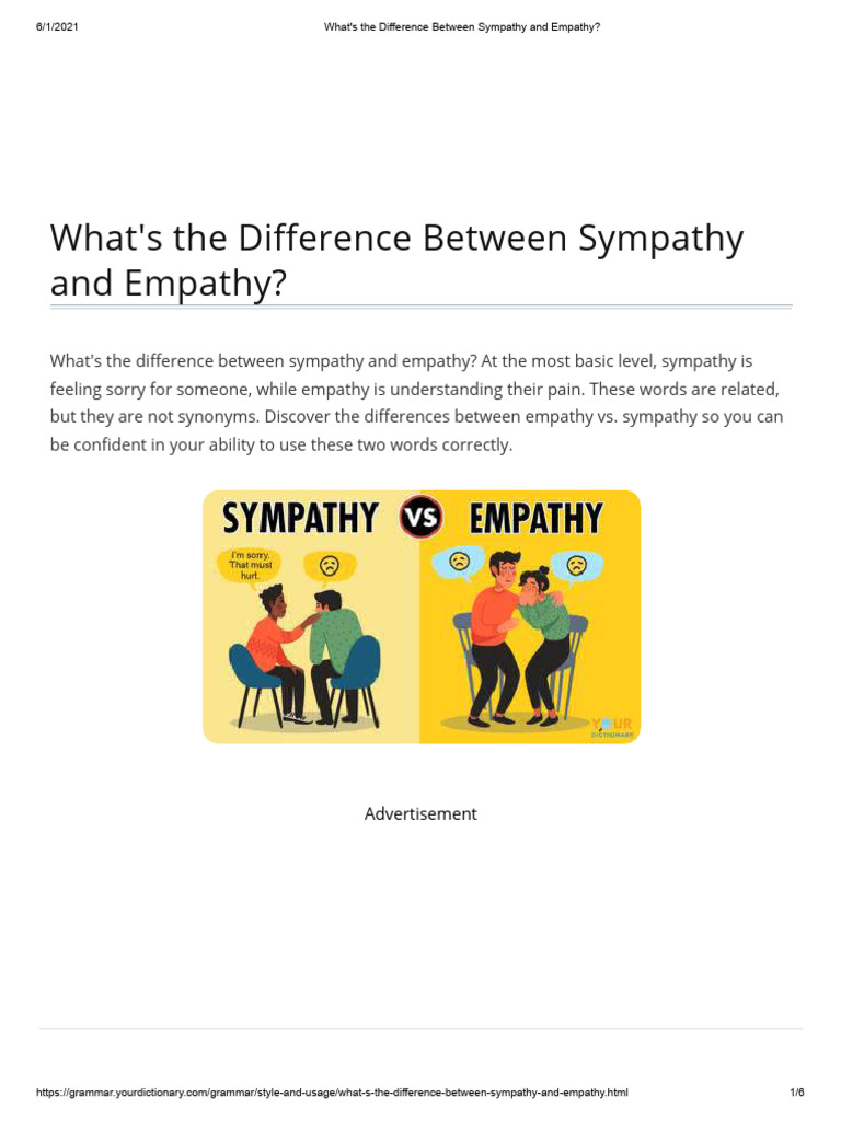 Etween Sympathy and Empathy | PDF | Sympathy | Empathy
