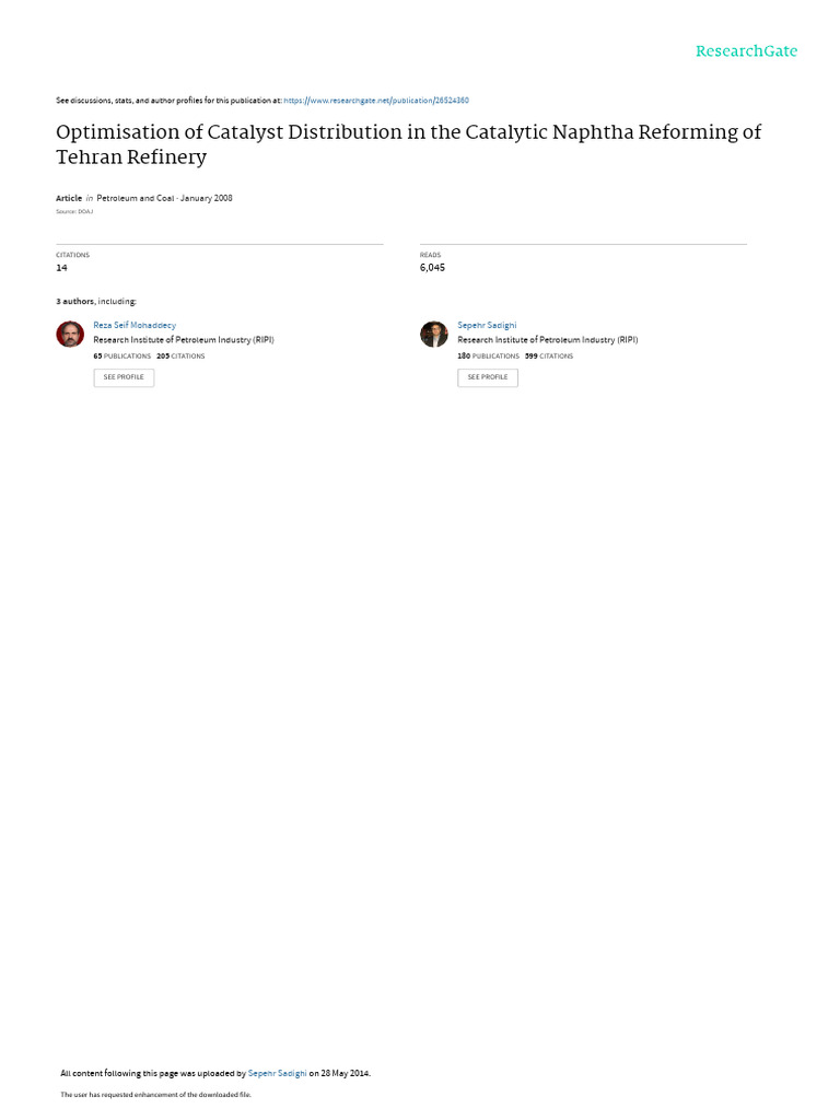Optimisation of Catalyst Distribution in The Catal-2 | PDF | Chemistry ...