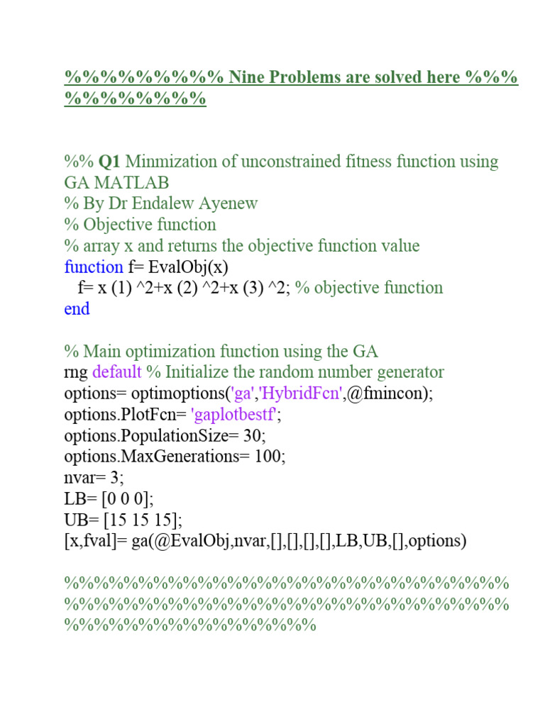 Advanced Optimization Using Matlab By Endalew Pdf Mathematical Optimization Systems Science