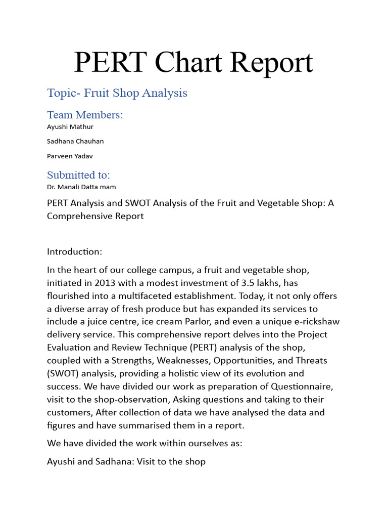 PERT Chart Report | PDF | Supply Chain | Economies