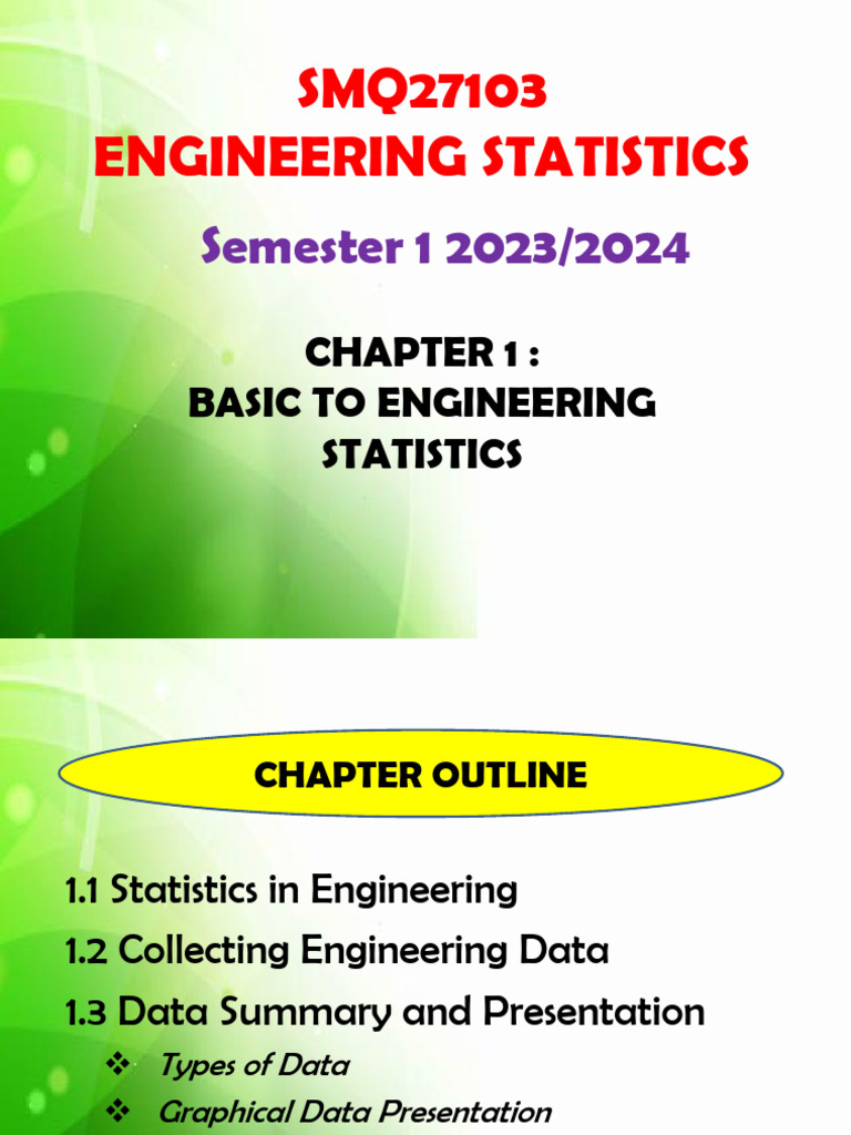 CHAPTER 1 - BASIC TO ENGINEERING STATISTICS (For Lecturer) | PDF ...