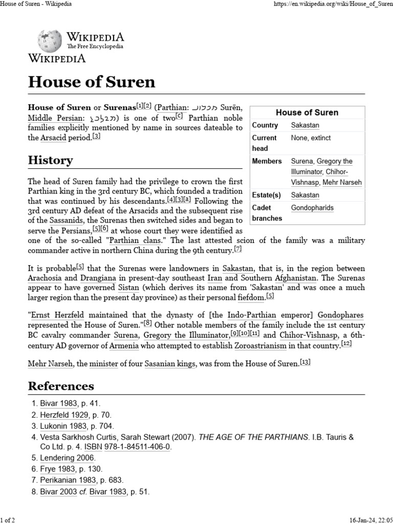 History of the House of Suren | PDF | Western Asia | Iran