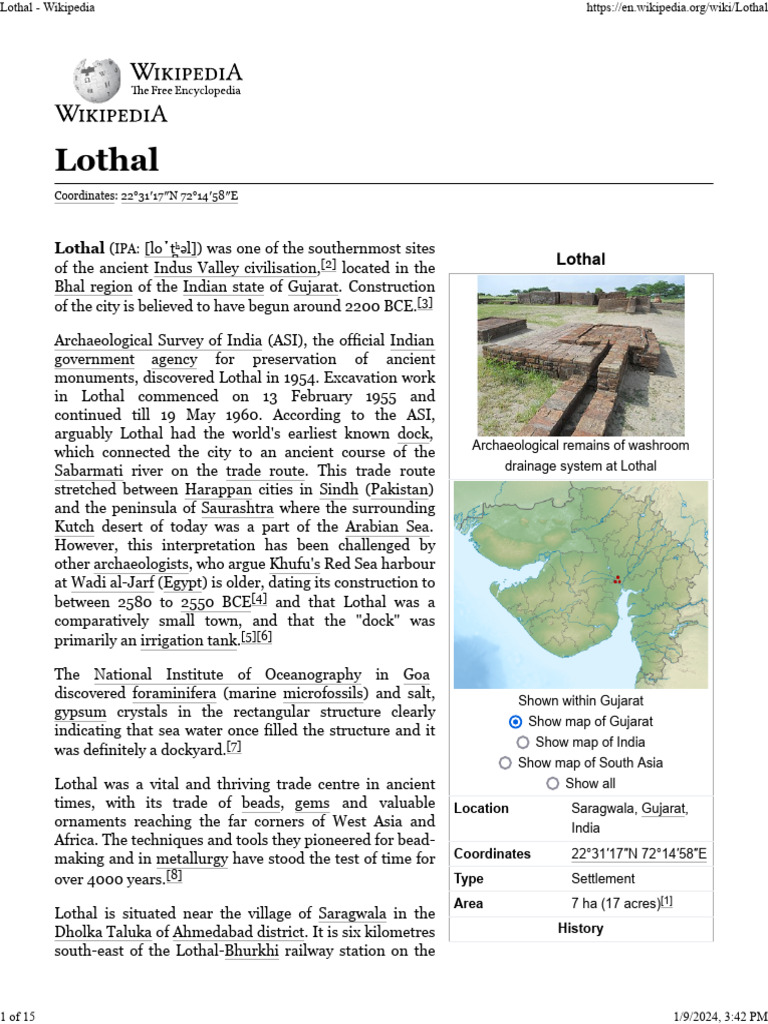 Lothal - Wikipedia | PDF