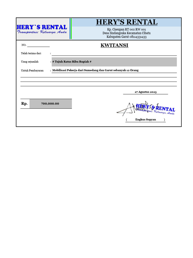 Template Kwitansi | PDF