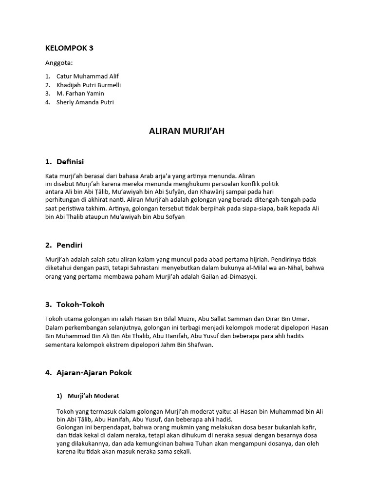 Aliran Murji'ah | PDF