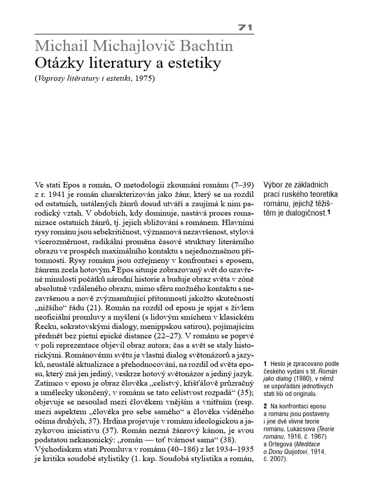 Otázky Literatury A Estetiky | PDF