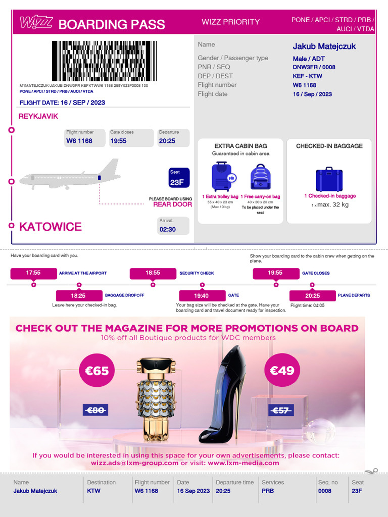 BoardingCard 327348280 KEF KTW | PDF