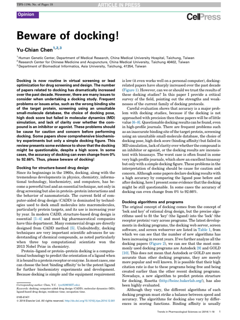 Application | Download Free PDF | Docking (Molecular) | Drug Design