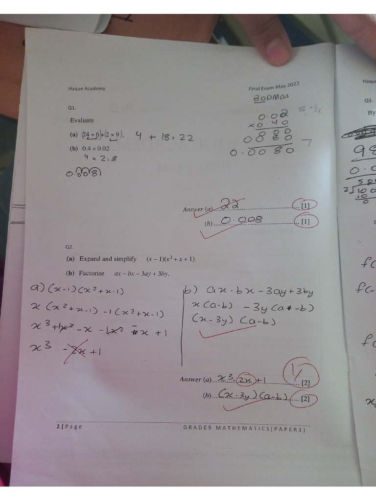 Math Paper 1 Final Exam (Ayesha) | PDF