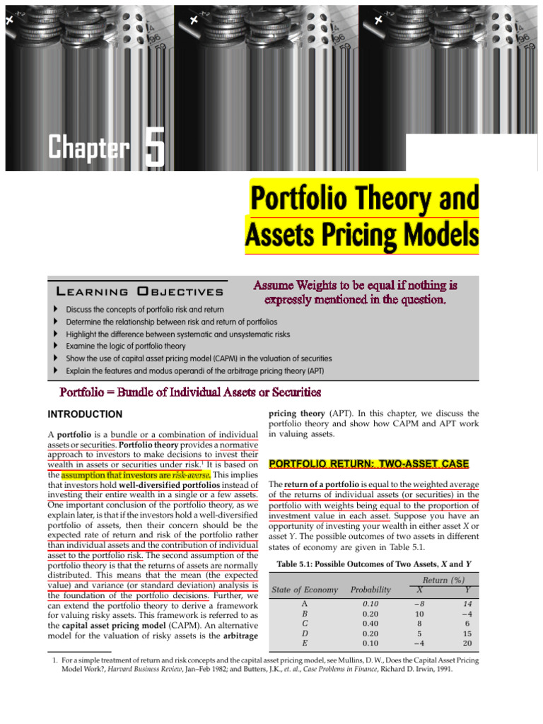 Portfolio Theory | PDF | Standard Deviation | Modern Portfolio Theory