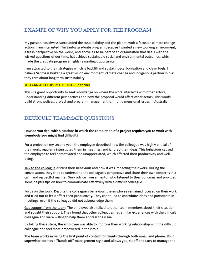 Practice Questions For Grad Job Interview | PDF | Professional Skills ...