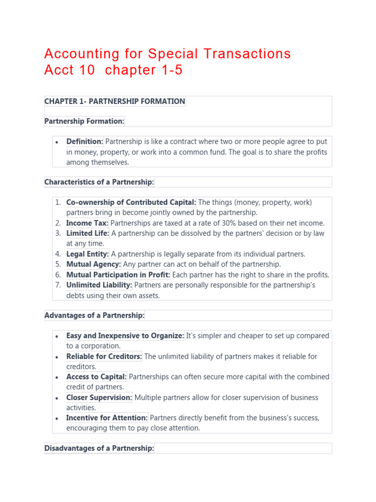 Accounting For Special Transactions | PDF | Partnership | Income Statement