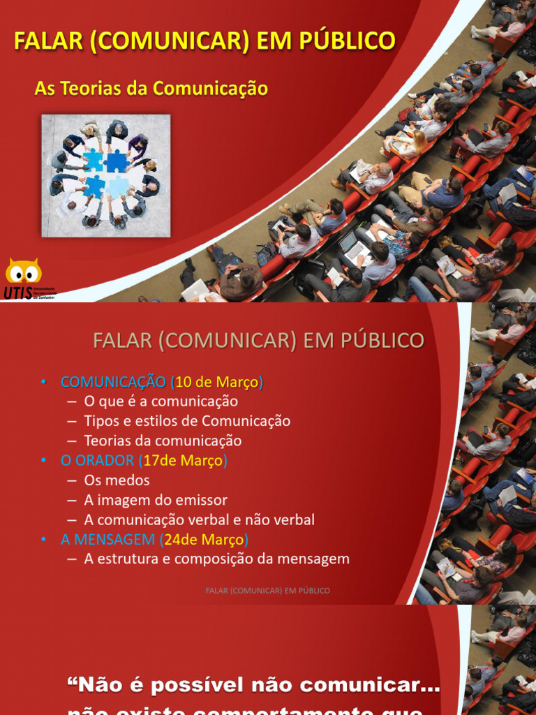 FALAR (COMUNICAR) EM PÚBLICO - Teoria Comunicacional - AS | PDF ...