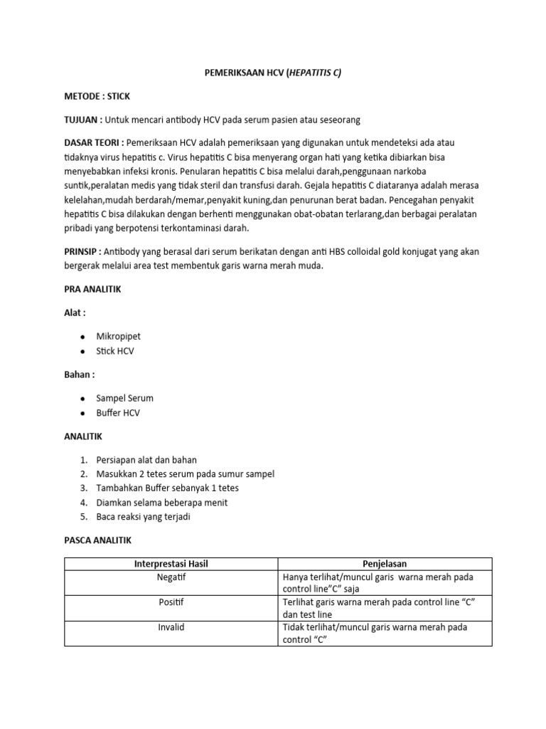 Pemeriksaan HCV | PDF