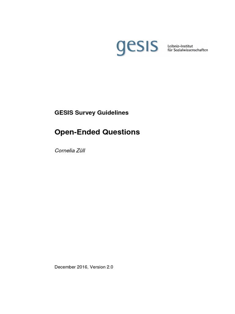 Zuell Open-Ended Questions | PDF | Questionnaire | Survey Methodology