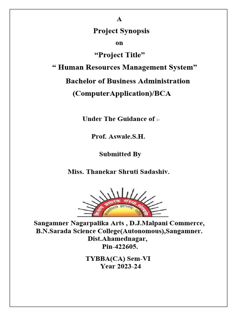 Synopsis HRMS | PDF | Feasibility Study | System