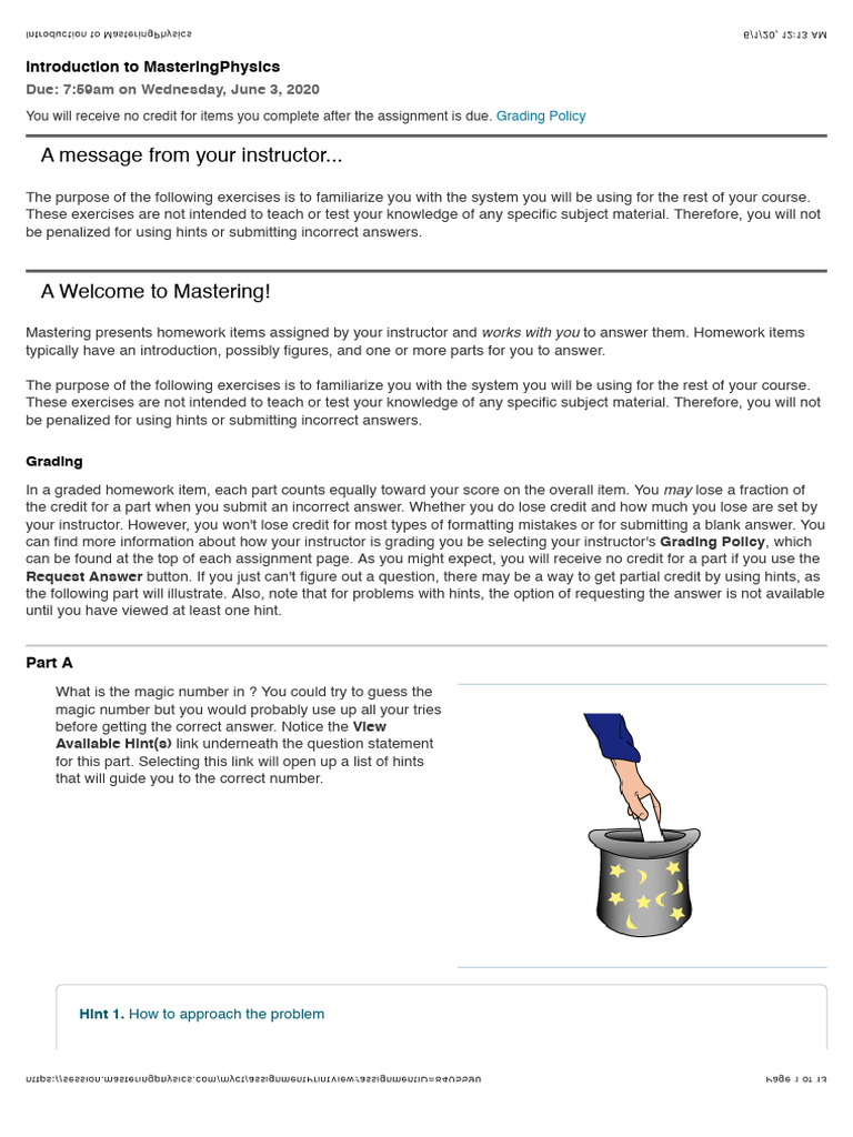 Introduction To MasteringPhysics | PDF | Euclidean Vector | Multiple Choice