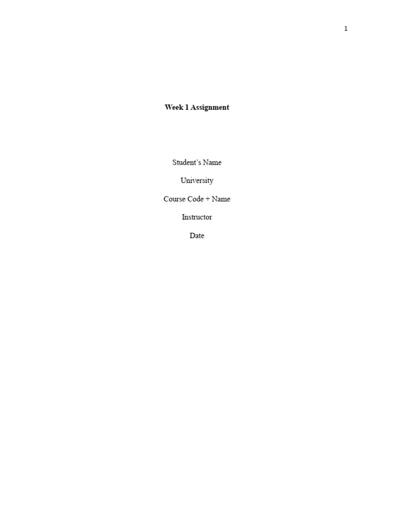 Week 1 Assignment | PDF