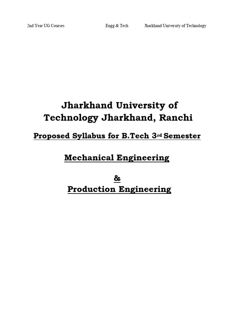 Microsoft Word - Updated B.tech 3rd & 4th Sem Structure & Syllabus JUT, Ranchi | PDF | Beam ...