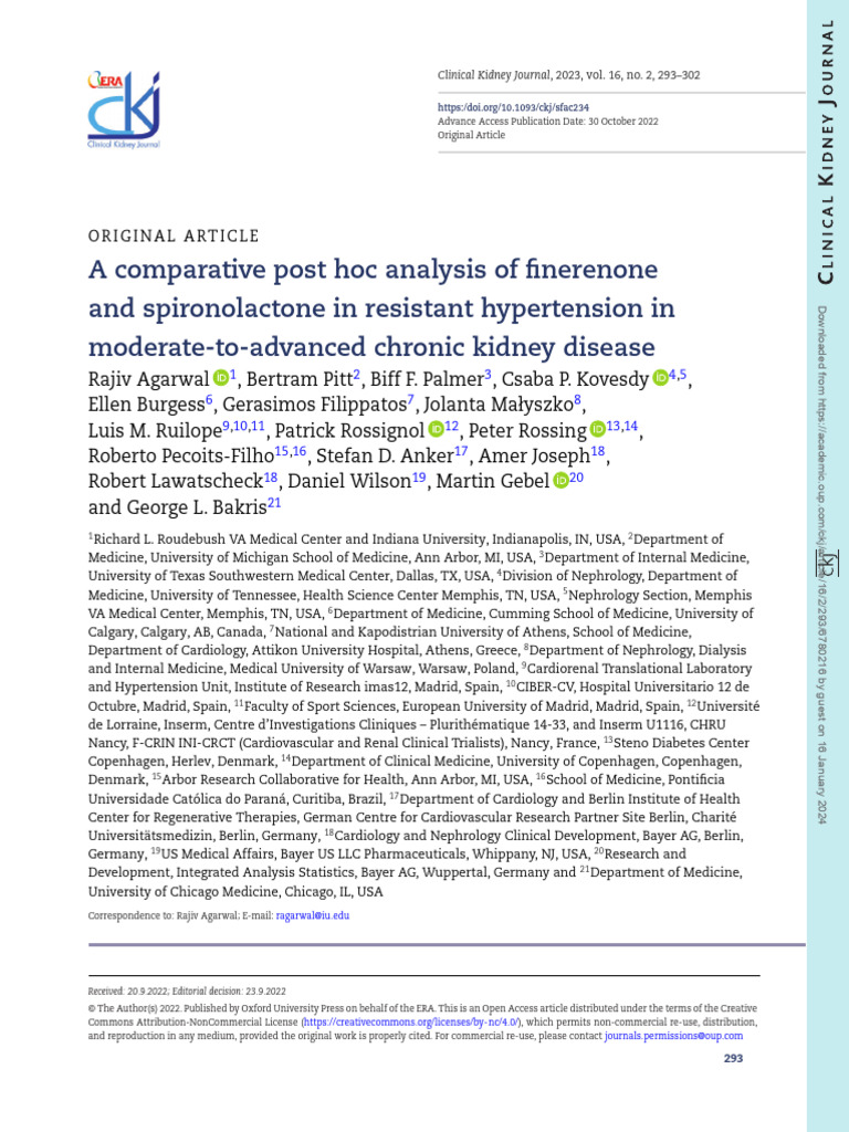 Finerenone vs. Spironolactone in CKD Hypertension | PDF | Causes Of ...