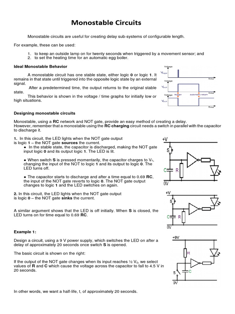 Monostable Circuits | PDF | Switch | Manufactured Goods