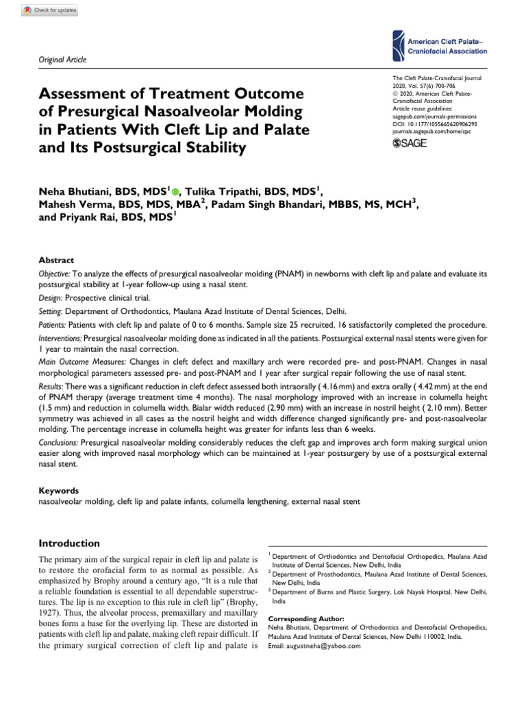 Bhutiani Et Al 2020 Assessment of Treatment Outcome of Presurgical ...