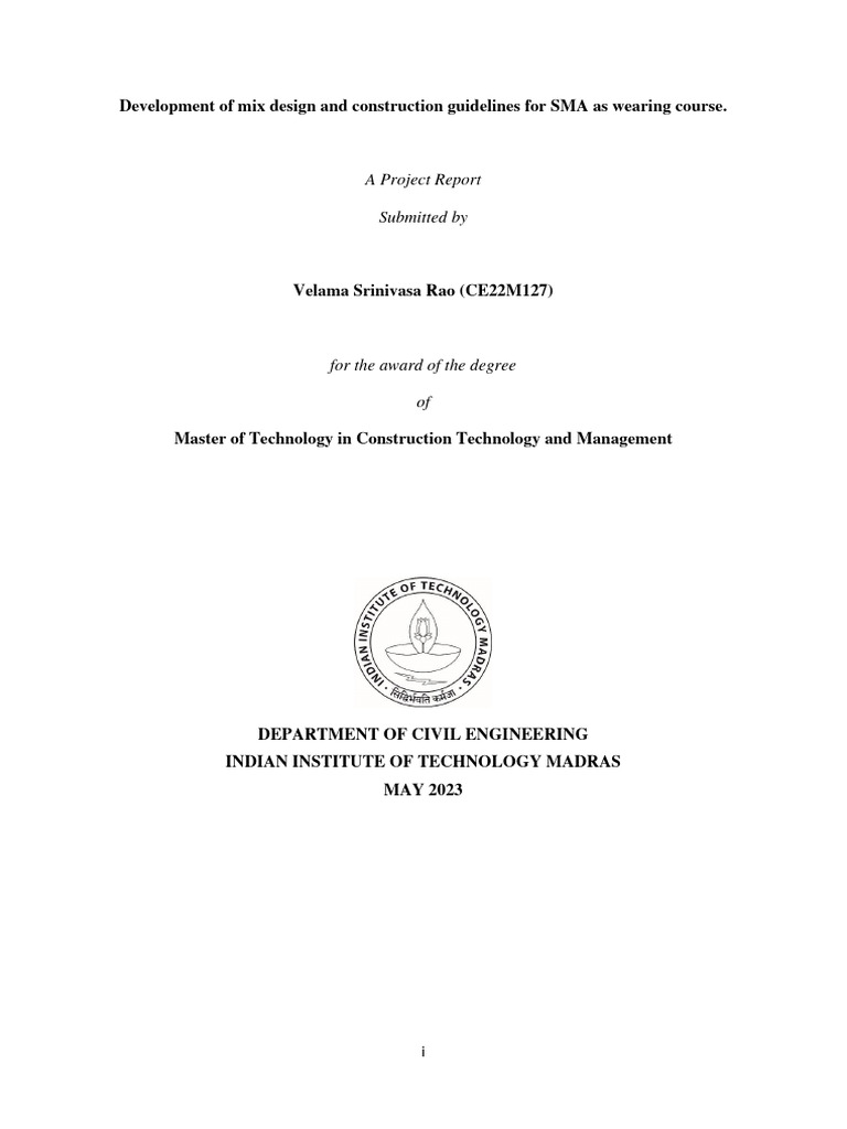 MTech Project Report - CE22M127 - R1 | PDF | Road Surface | Young's Modulus MTech Project Report - CE22M127 - R1 | PDF | Road Surface | Young's Modulus