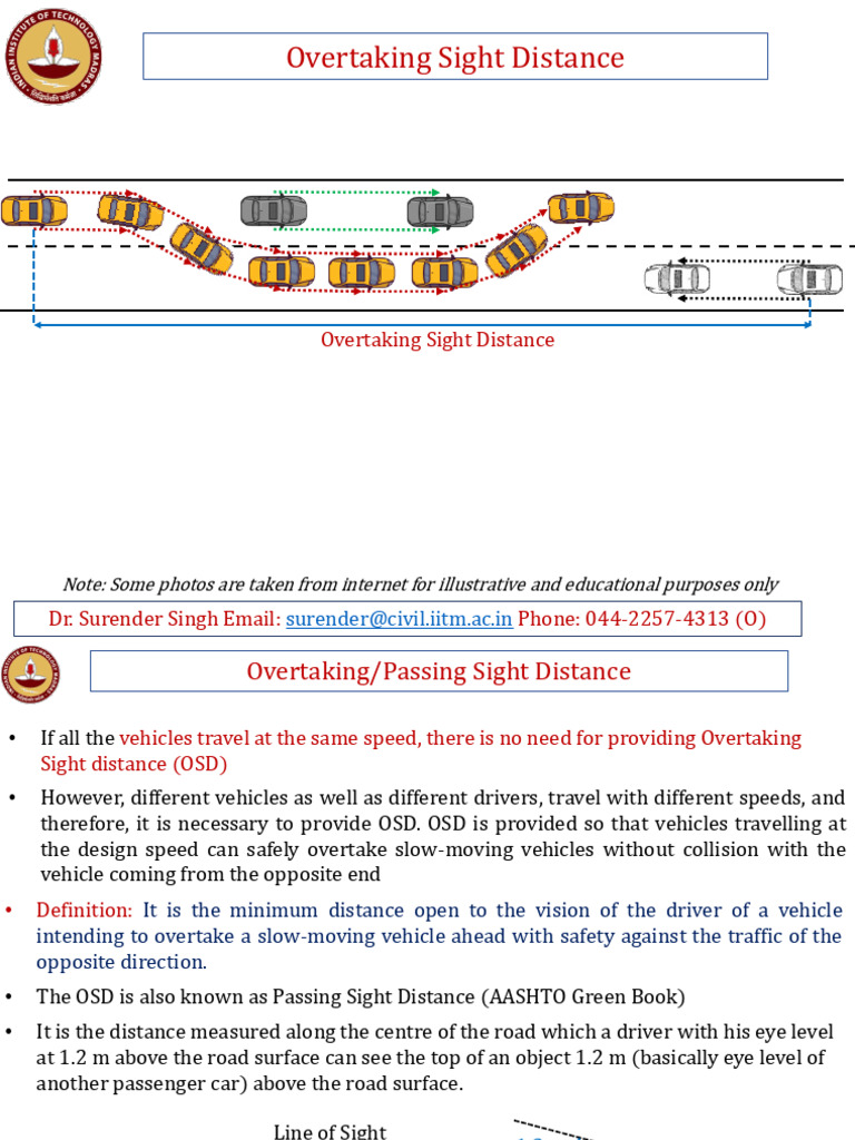 Overtaking Sight Distance Calculation Guide | PDF | Speed | Acceleration