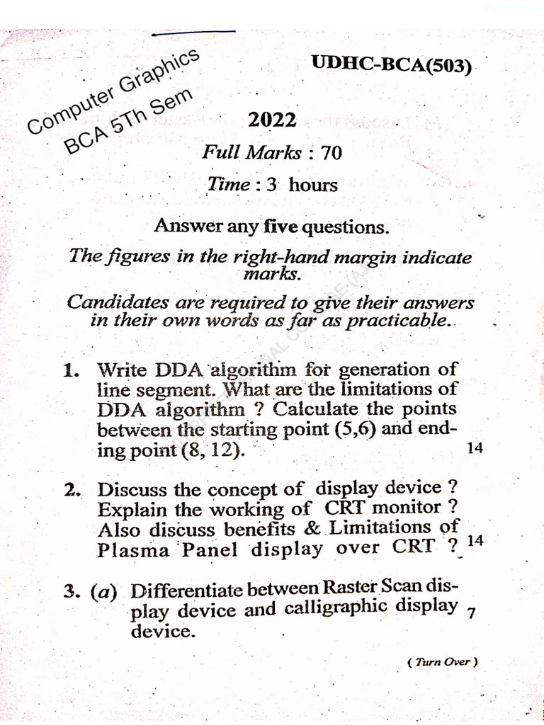 KU Question Bank 202 Graphics Design | PDF | 2 D Computer Graphics | Computer Graphics