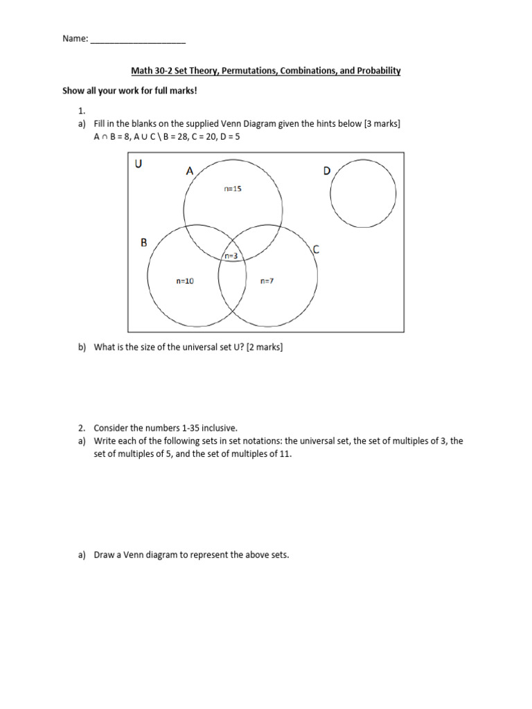 Set Theory Permutations Combinations and Probability Review 1 | PDF | Probability | Mathematics