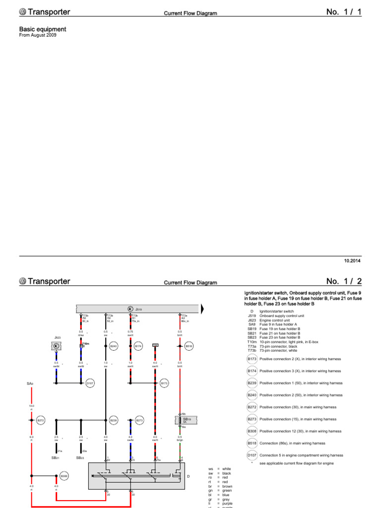 VW t5 2009 Wiring Diagrams Eng | PDF | Transport | Manufactured Goods