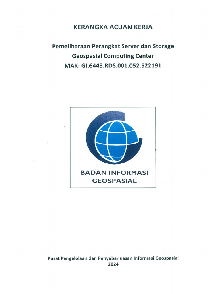KAK Pemeliharaan Perangkat Server Dan Storage Geospasial Computing ...
