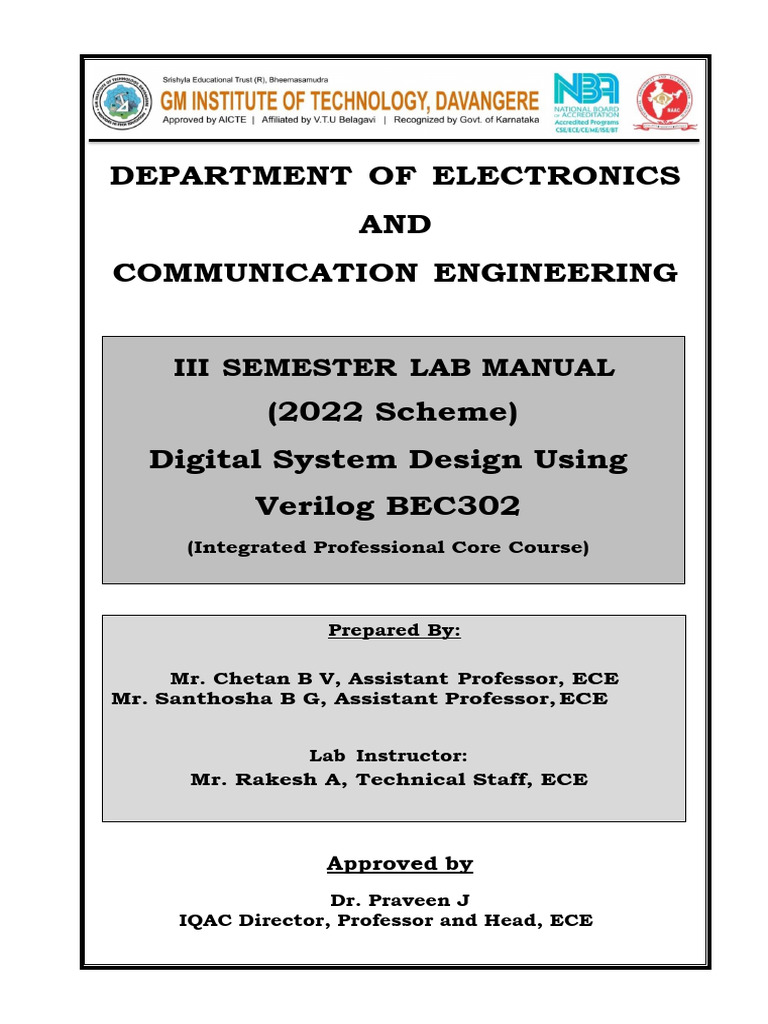 Updated - DSDV - BEC302 - LAB MANUAL123 | PDF | Engineering | Electronic Engineering