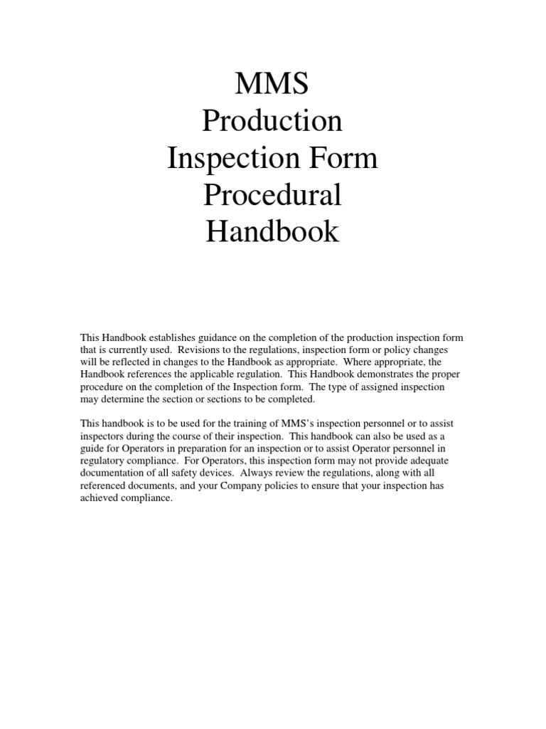 BOEMRE - MSS Inspection Handbook | PDF | Valve | Casing (Borehole)