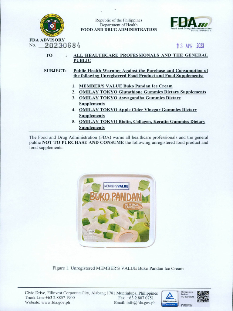 FDA Advisory No.2023 0684 | PDF